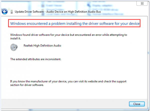 What to do if Windows encountered a problem installing the driver ...