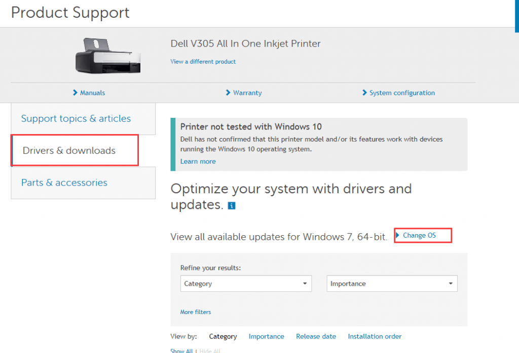 Dell V305 AIO Printer Driver Update in Windows 7 - Driver Easy