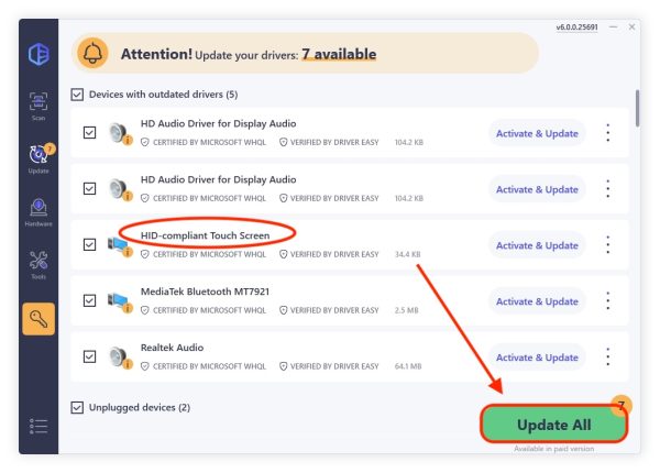 [SOLVED] HID Compliant Touch Screen Missing - Driver Easy