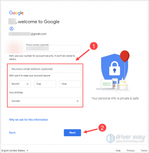 Create your Google account | step by step - Driver Easy
