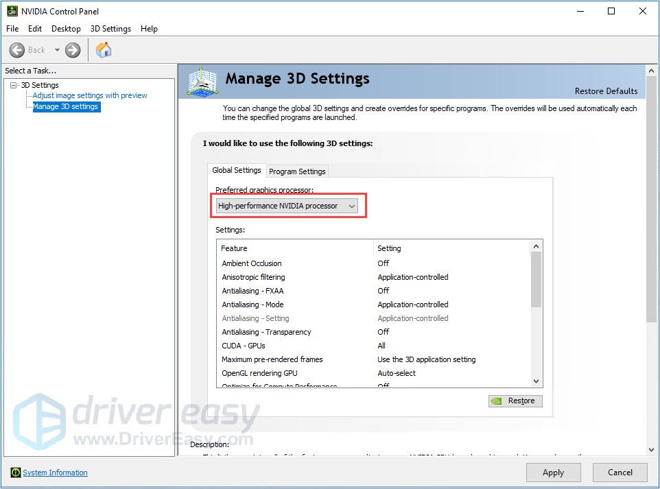 Nvidia Control Panel Manage 3d Settings Jujatele