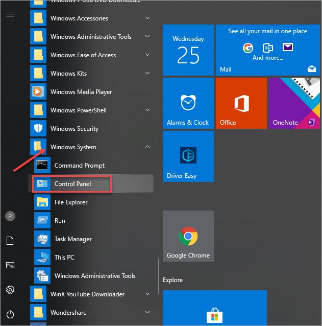 Control Panel Windows 10
