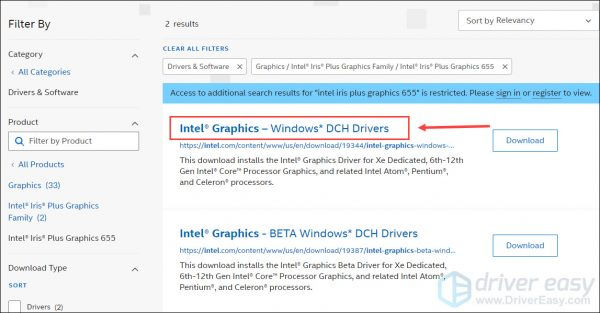 Intel Iris Plus Graphics 655 Driver for Windows 10, 11 - Driver Easy