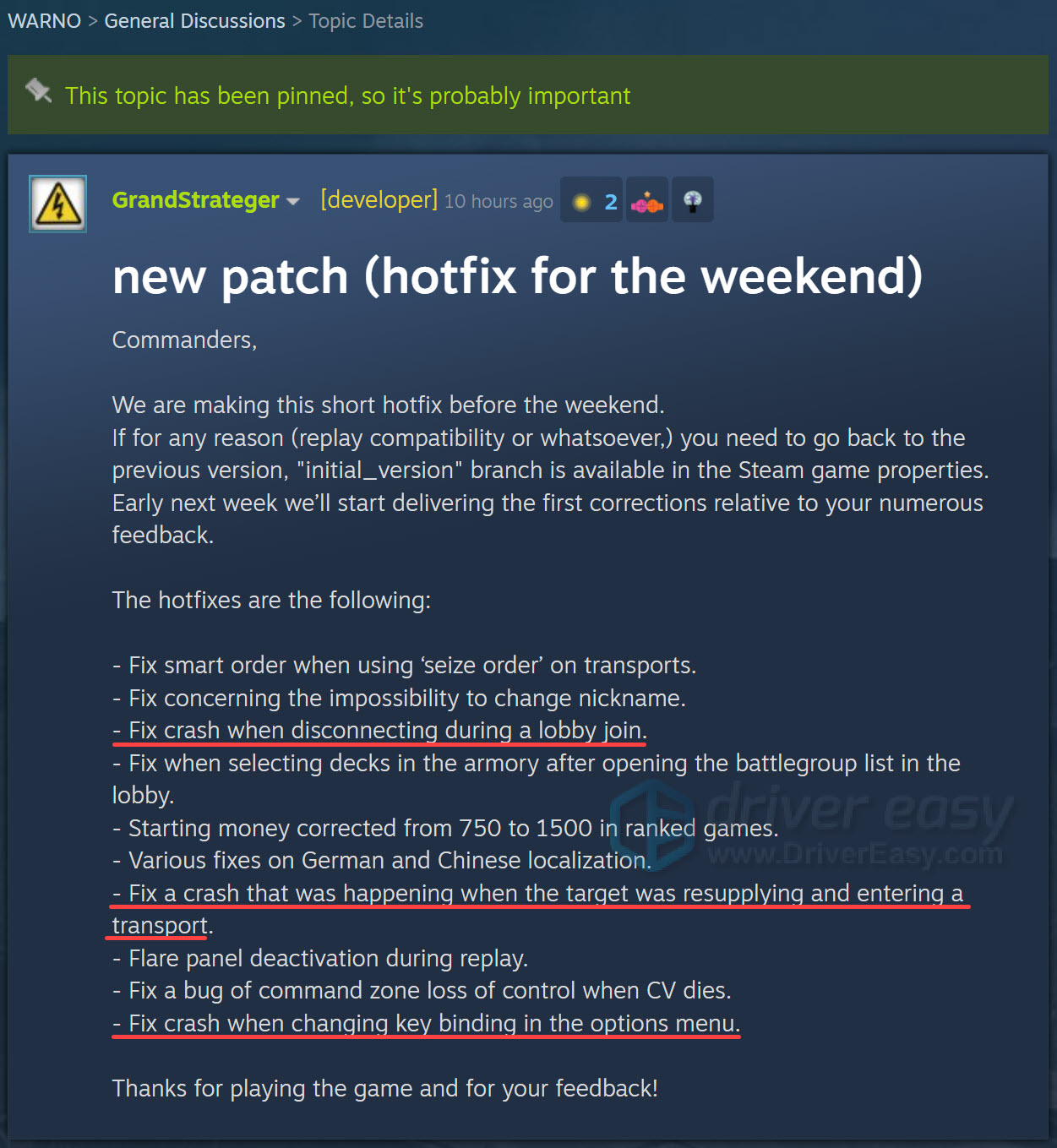 [SOVLED] WARNO keeps crashing on PC - Driver Easy