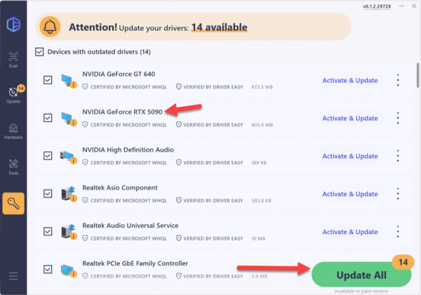 NVIDIA GeForce RTX 5090 Driver | Auto Update - Driver Easy